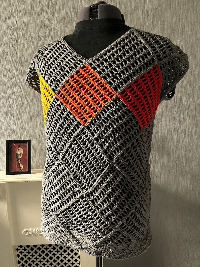 Men's Crochet PDF Pattern, Grid Square Shirt - Etsy