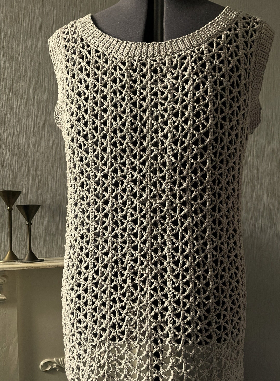 Men's Crochet PDF Pattern, Wide Triple Stitch Mesh Tank Top, All Sizes ...