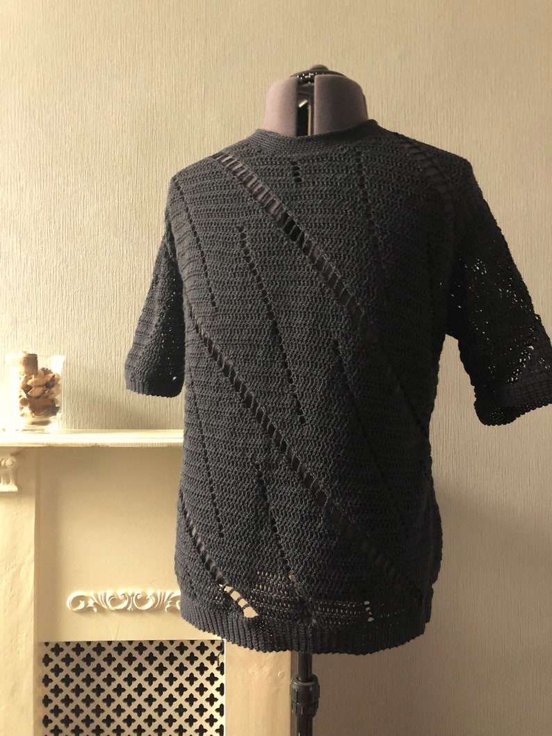 Men's Crochet Pattern Diagonal Mesh T-shirt - Etsy
