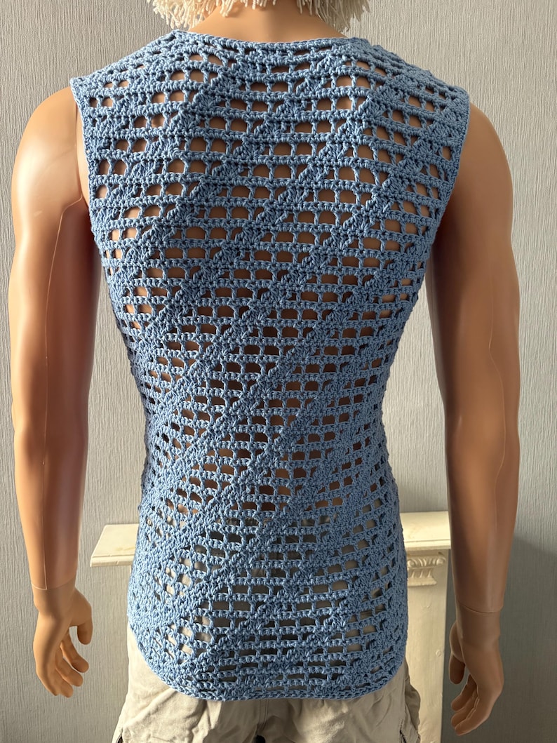 Men's Crochet Pattern, Barber Pole Mesh Shirt, Small to 2XL - Etsy