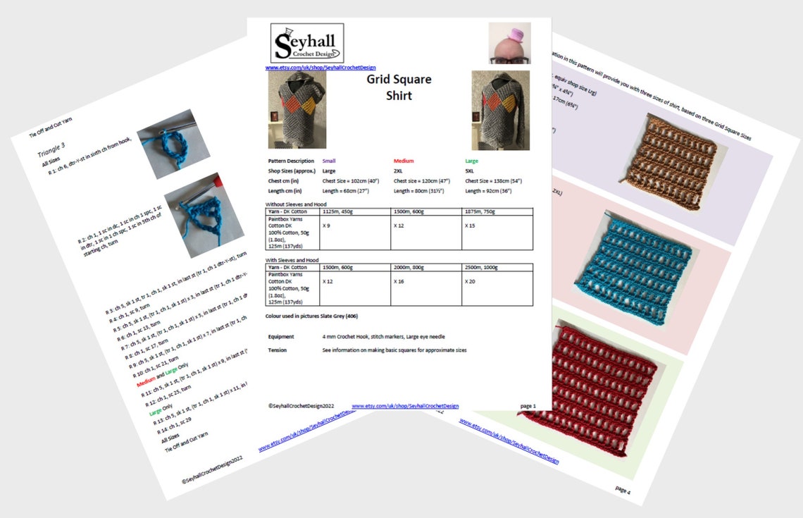 Men's Crochet PDF Pattern Grid Square Shirt - Etsy