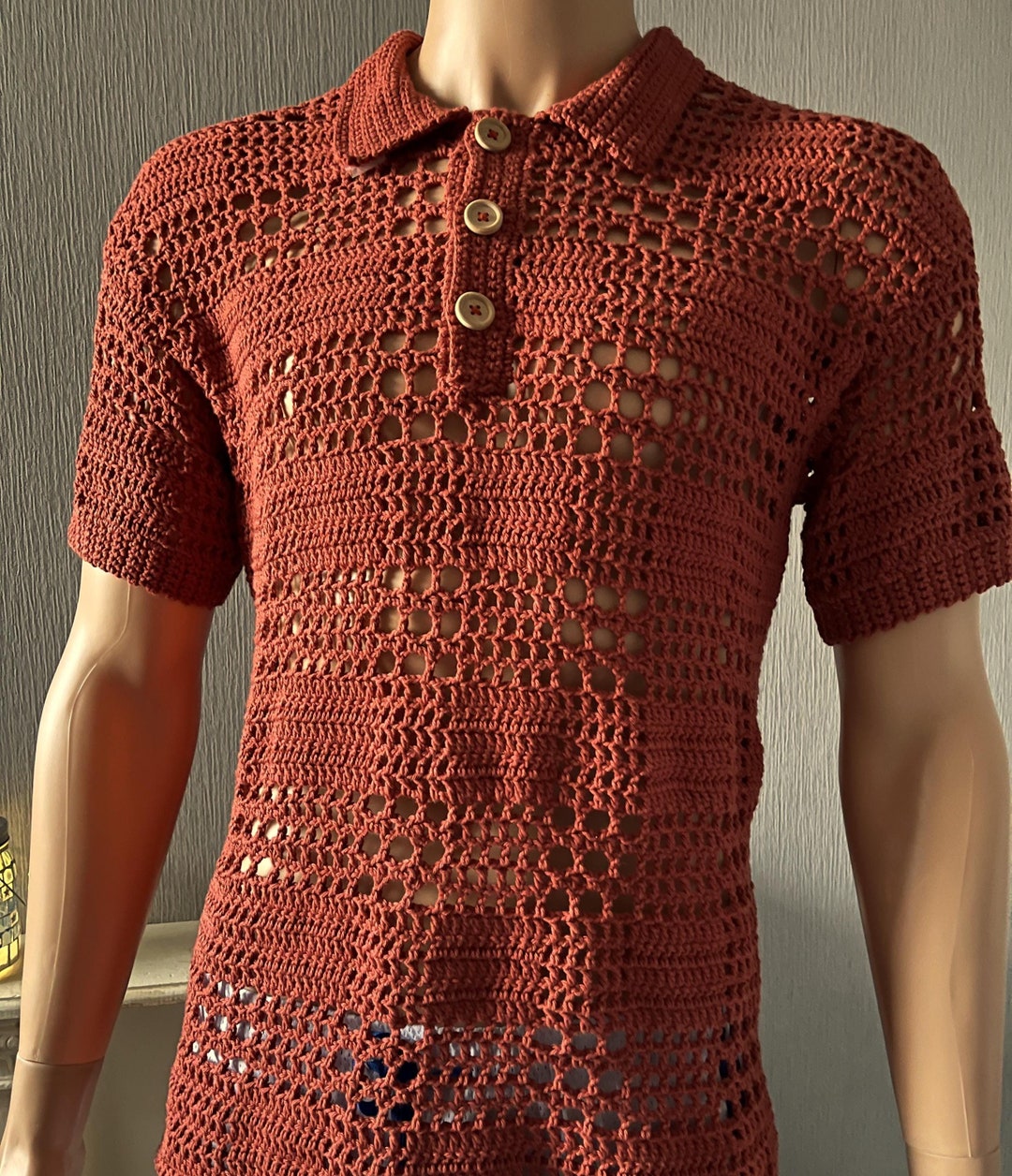 PDF Men's Crochet Pattern, Plaid Mesh Shirt, Small to 2XL - Etsy