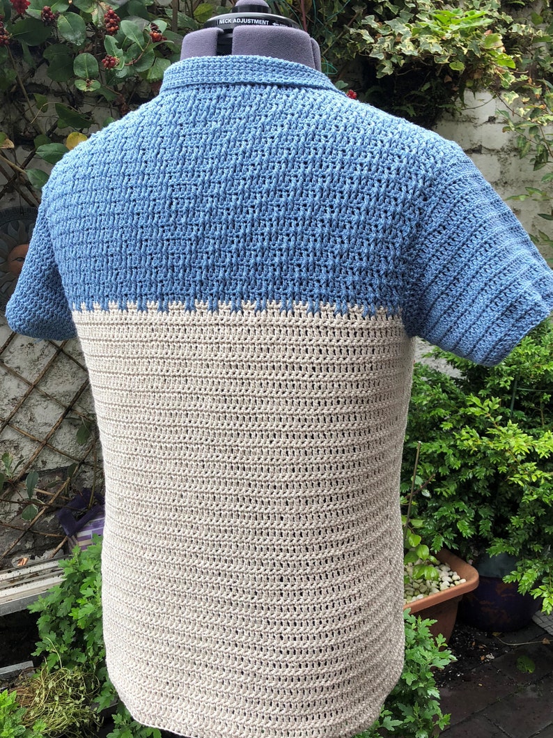 Men's Crochet Pattern Textured Polo Shirt - Etsy UK