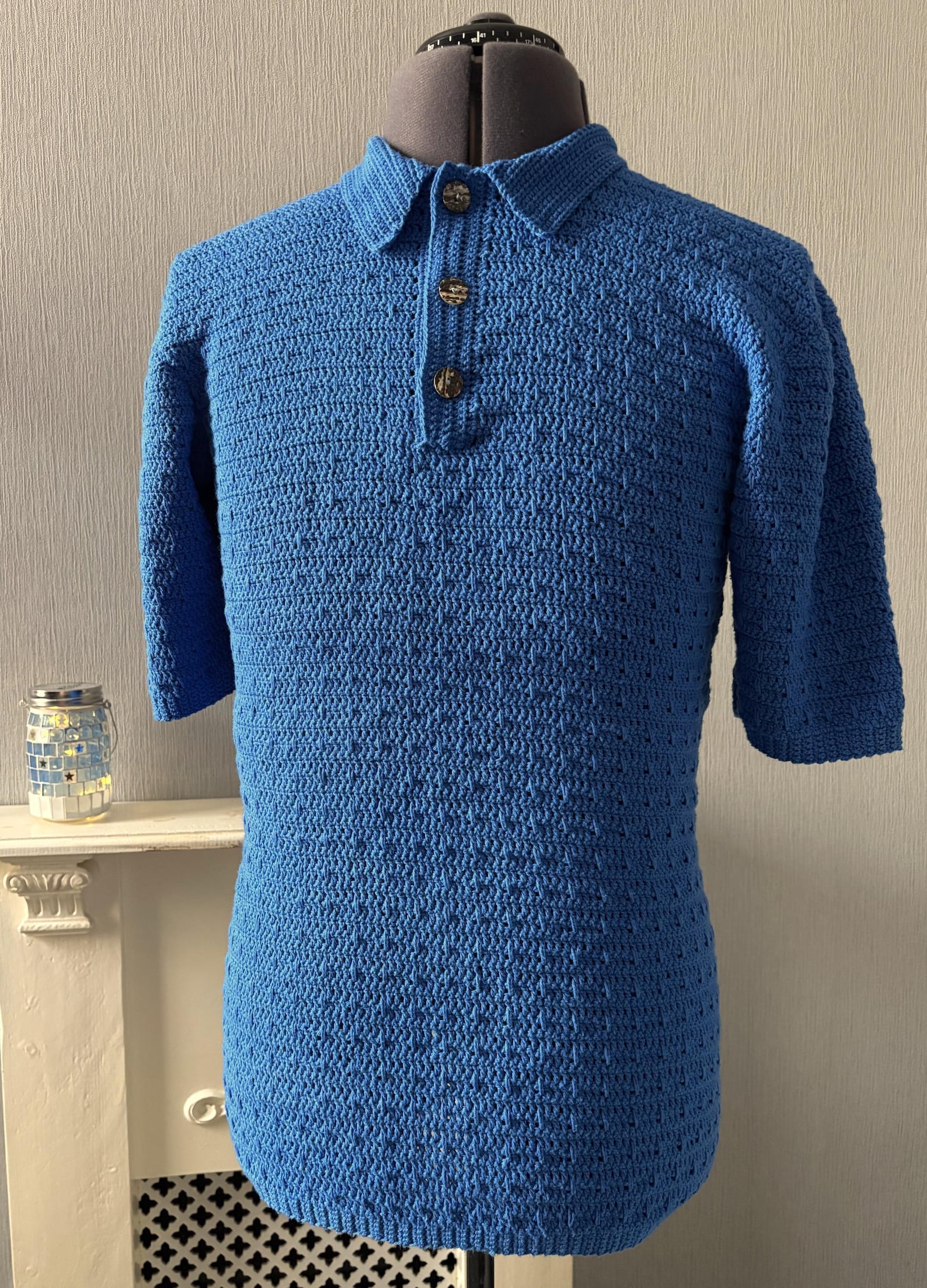 Menswear PDF Crochet Pattern, 4 Ply Long Loop Stripe Polo Shirt, Small ...