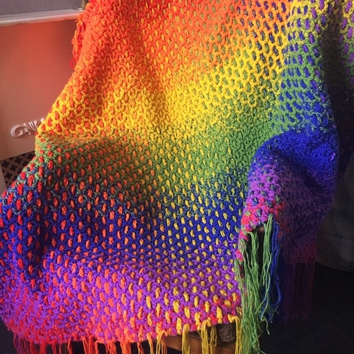 Crochet & Weave Pattern Rainbow Fade Throw - Etsy