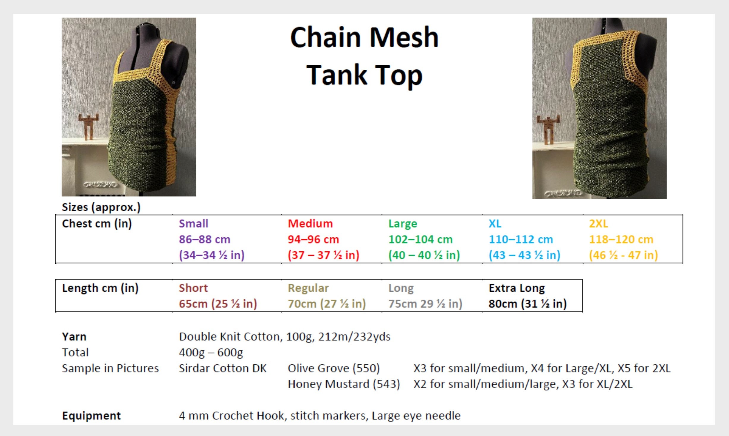Men's PDF Crochet Pattern, Chain Mesh Tank Top - Etsy UK