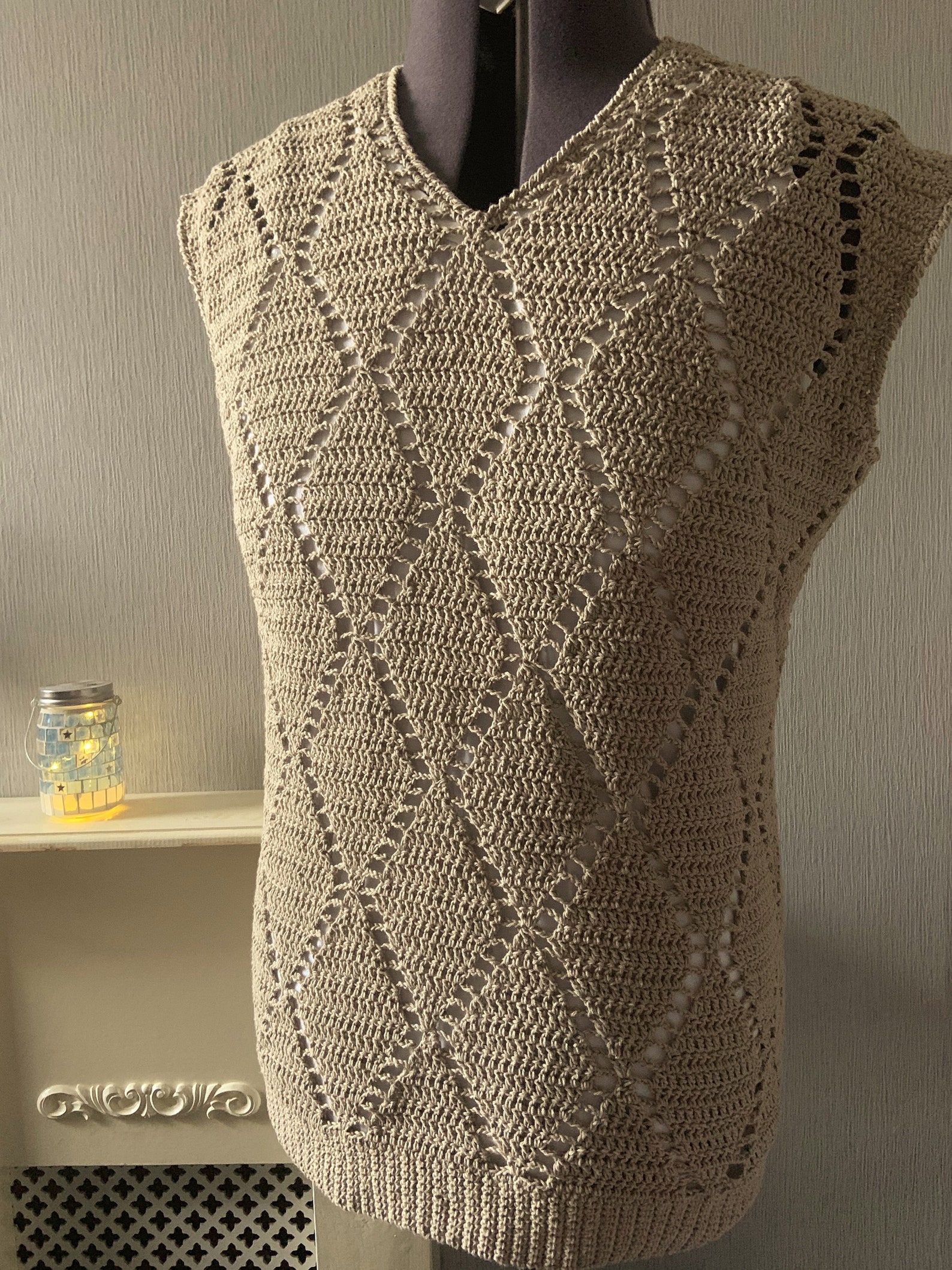 Men's Crochet Pattern, Diamond Mesh V-neck Top - Etsy