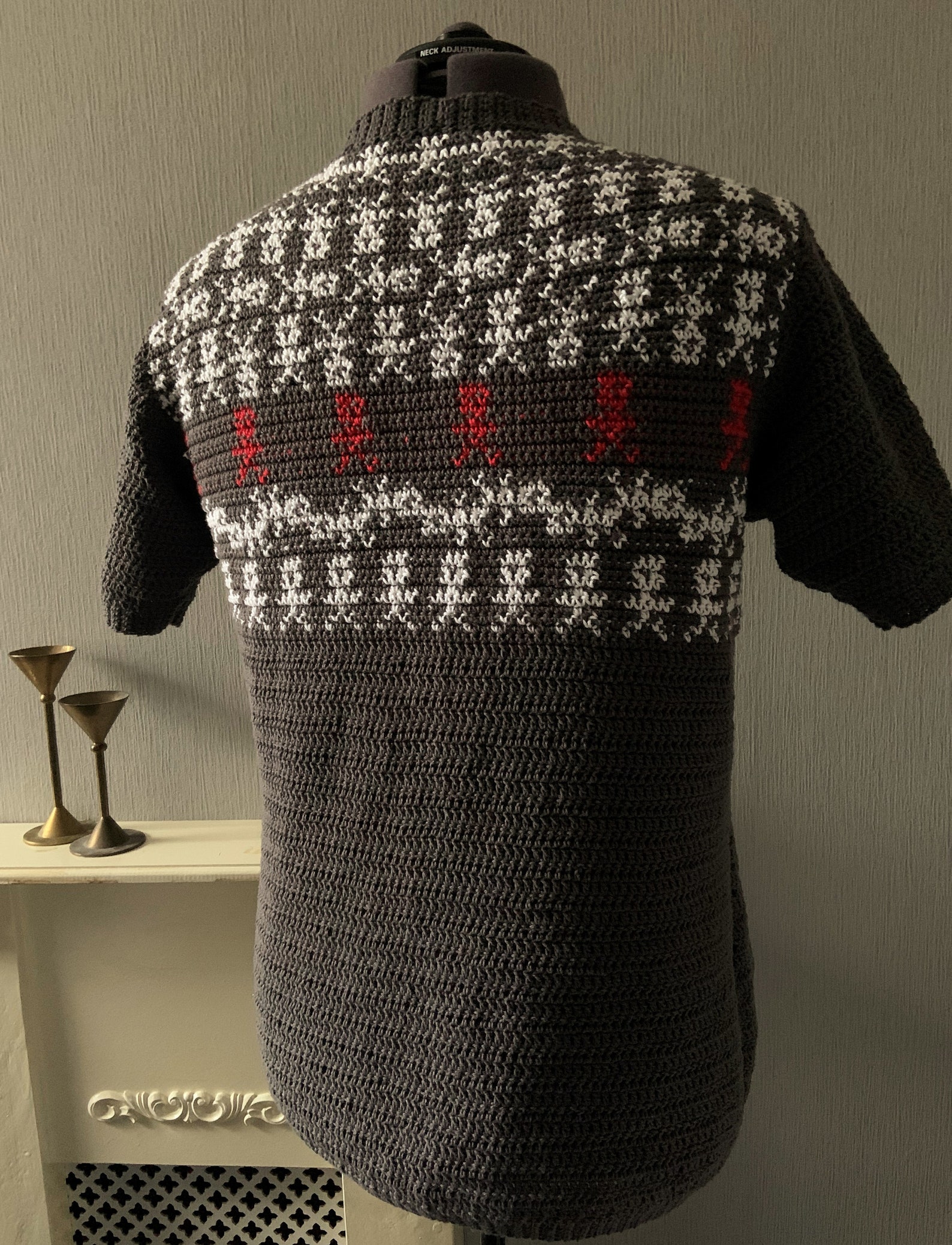 Menswear Crochet Pattern Stickman Motif V Neck T-shirt - Etsy UK