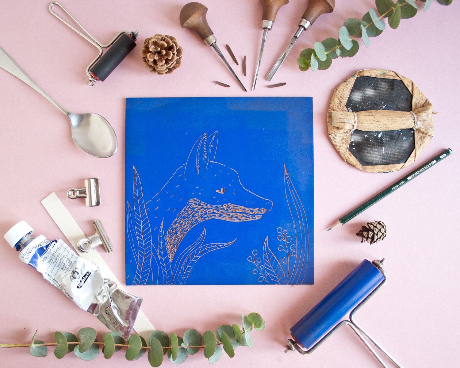 Fox Linocut Print original printmaking handmade linocut | Etsy