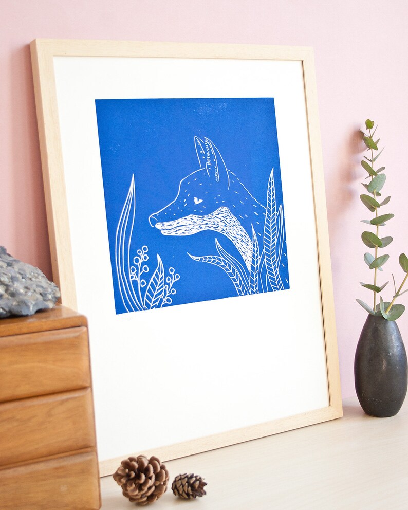 Fuchs Linoldruck, original Druckgrafik, handgemachte Illustration - Etsy.de