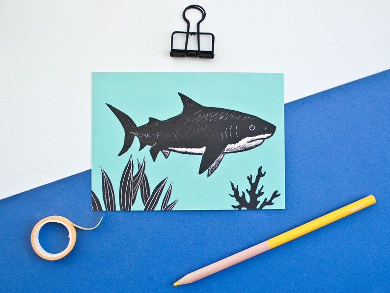 Shark Postcard Greeting Card Animals - Etsy