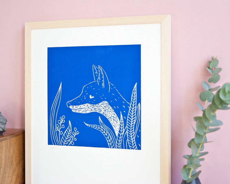 Fuchs Linoldruck, original Druckgrafik, handgemachte Illustration - Etsy.de