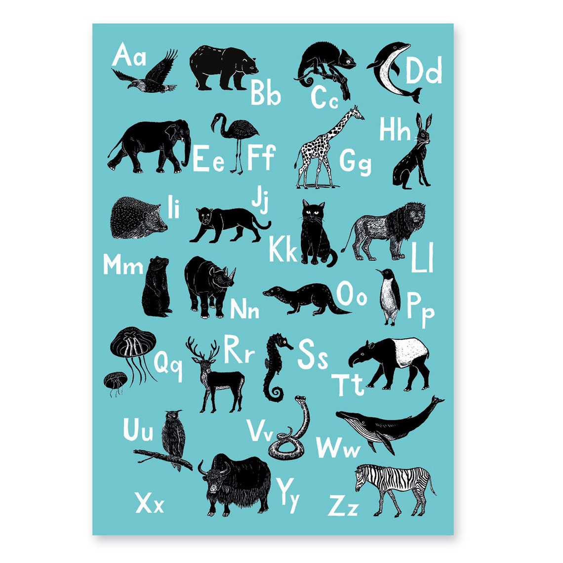 Tier ABC Poster für Kinder, deutsches Alphabet der Tiere mit ...