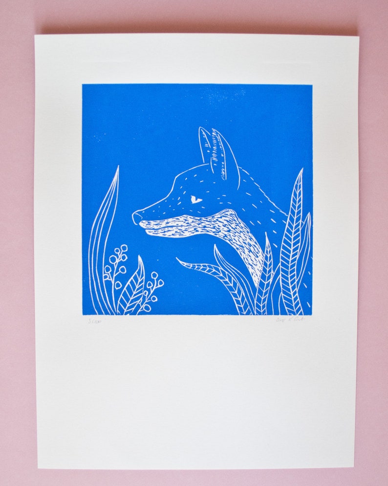 Fuchs Linoldruck, original Druckgrafik, handgemachte Illustration - Etsy.de