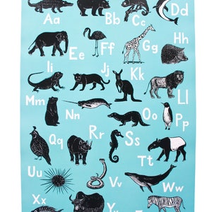 Abc-poster Animals, English Illustrated Alphabet Poster - Etsy