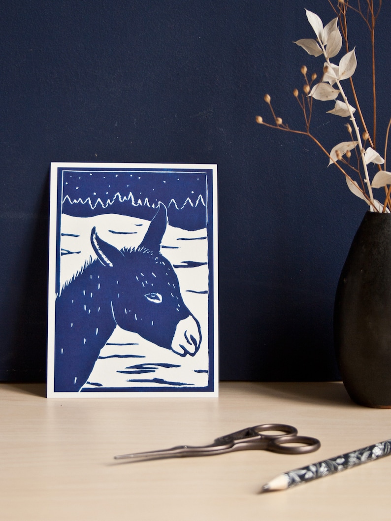 Donkey Postcard, Postcard of a Linoprint, Greeting Card - Etsy