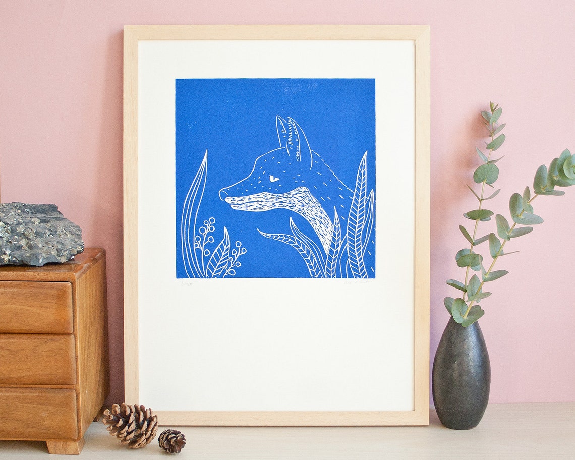 Fox Linocut Print Original Printmaking Handmade Linocut - Etsy