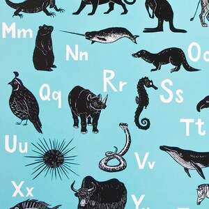 Abc-poster Animals, English Illustrated Alphabet Poster - Etsy