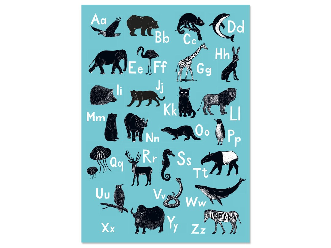 Animal Abc-poster, Illustrated German Alphabet Poster for Kids - Etsy