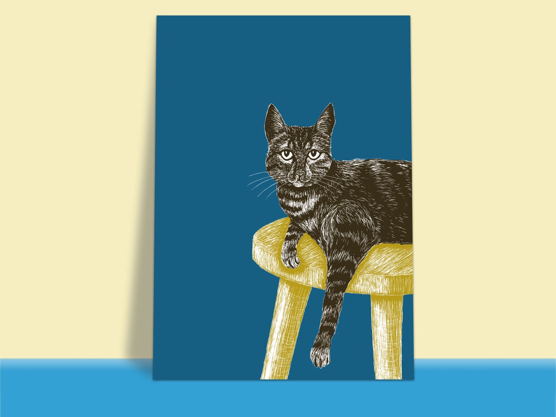 Poster Katze A4 Tierillustration | Etsy