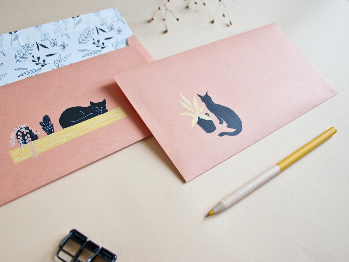 Envelope Set Cats 10 Envelopes - Etsy