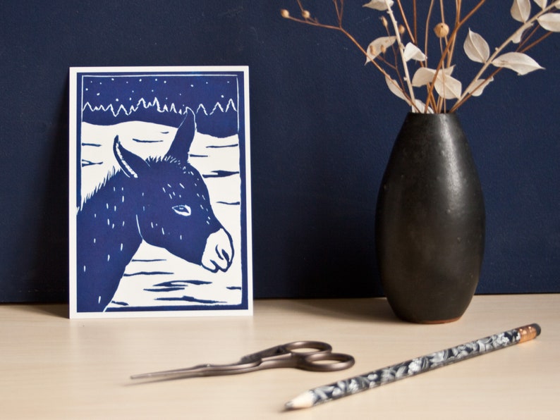 Donkey Postcard, Postcard of a Linoprint, Greeting Card - Etsy