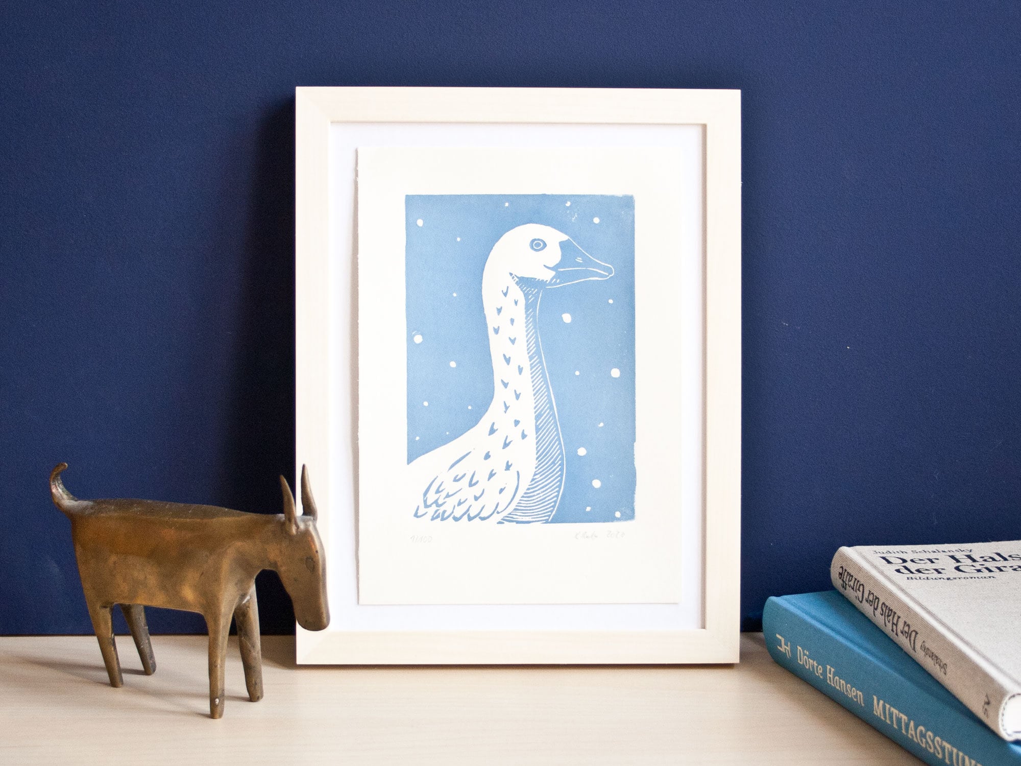 Original linocut print swallow | Etsy