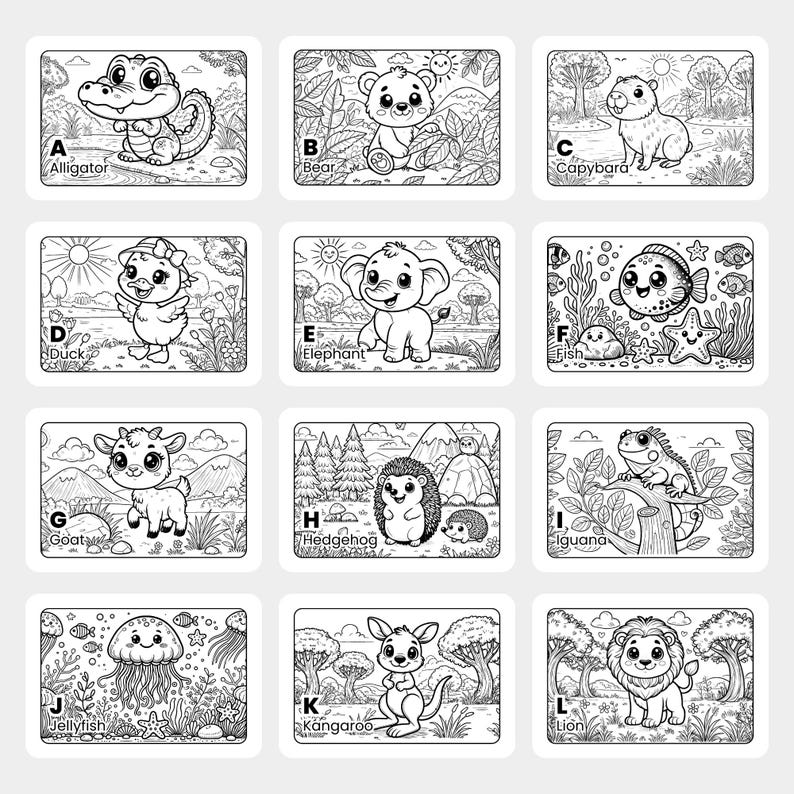 Coloring Book Animal Alphabet - Etsy