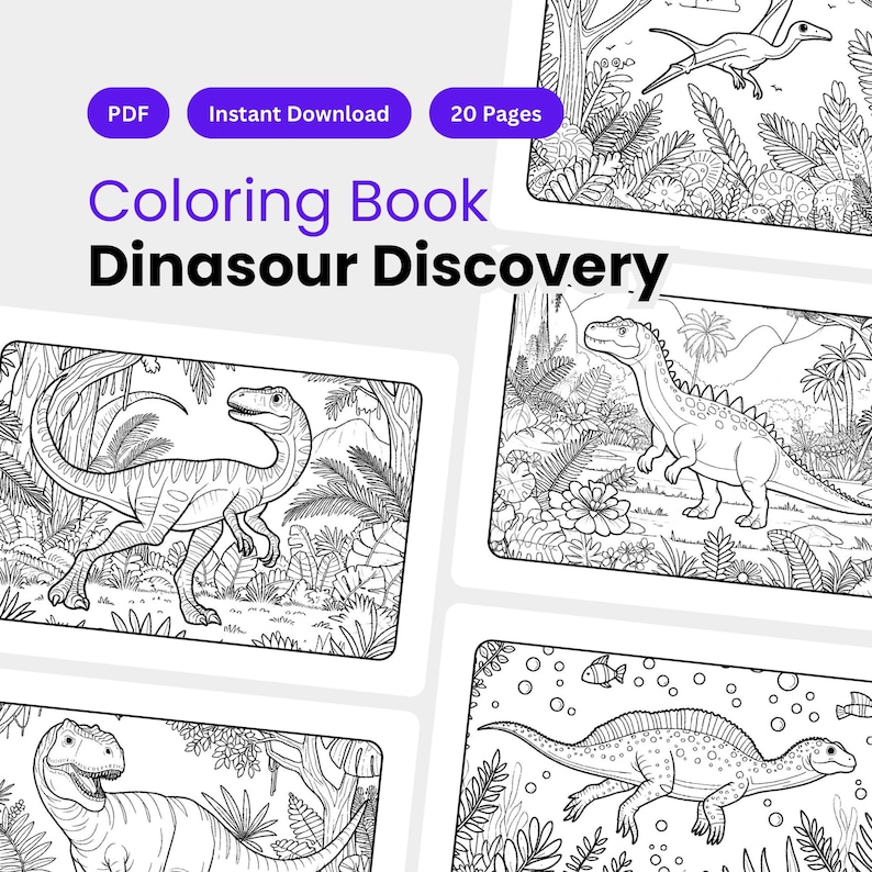 Coloring Book | Dinasour Discovery | Kids Coloring | Stress-relief ...