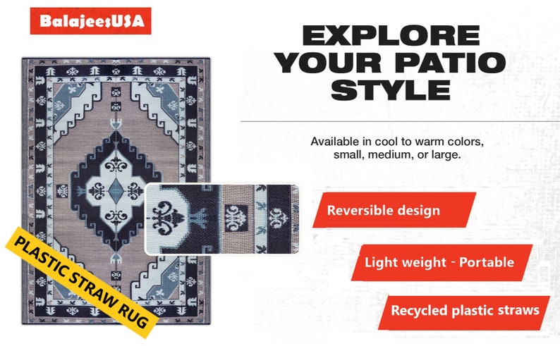 B-USA Indoor Outdoor Rugs Plastic Straw Patio -6'x9' Reversible ...