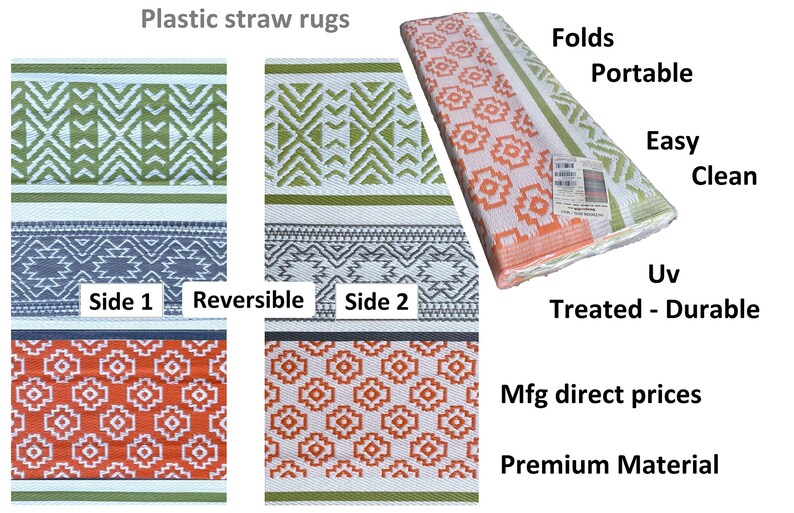B-USA Outdoor Rugs Plastic Straw Rugs Waterproof Reversible Patio Rugs ...