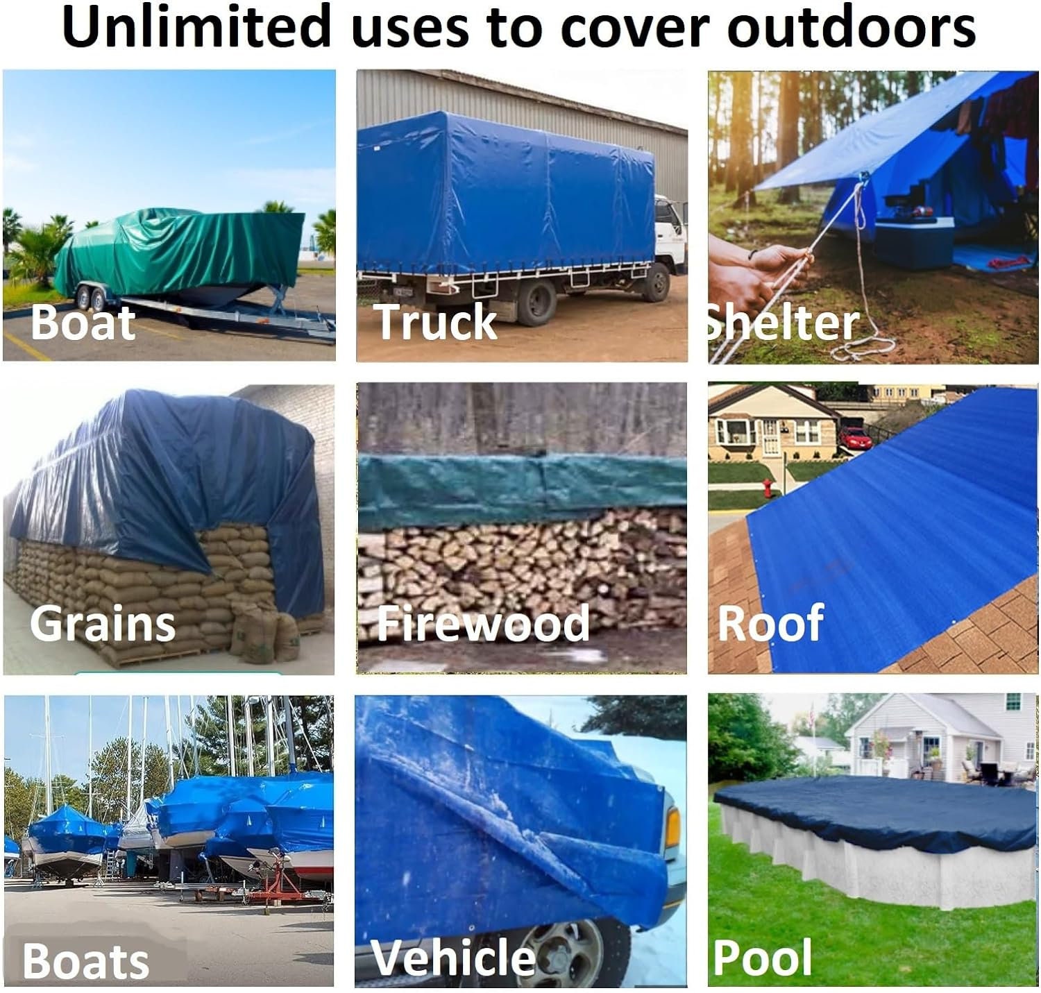 B-USA Tarp Heavy Duty-12x24,10x20,10x30 Feet Dark Green,blue 10 Mil ...