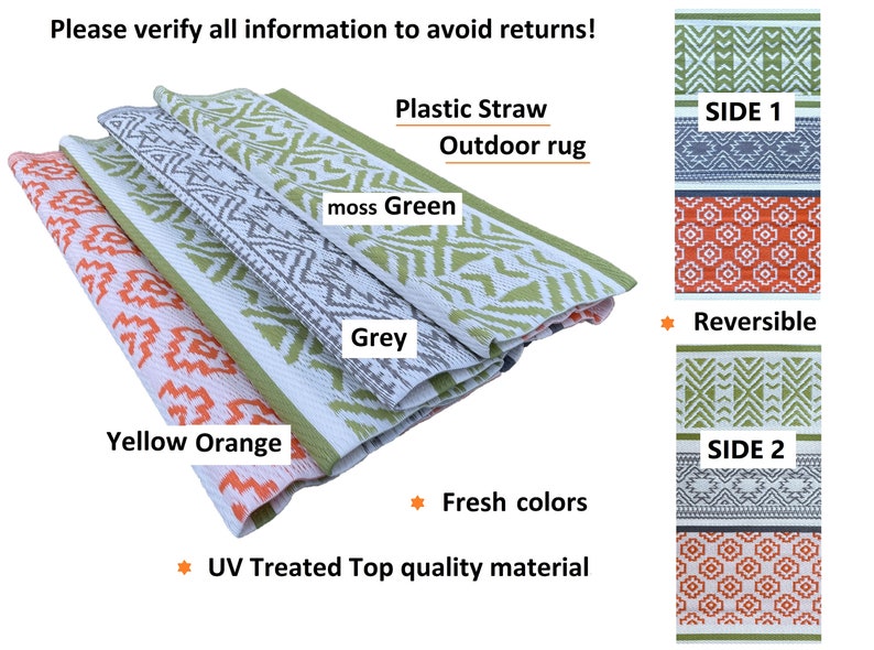 B-USA Outdoor Rugs Plastic Straw Rugs Waterproof Reversible Patio Rugs ...