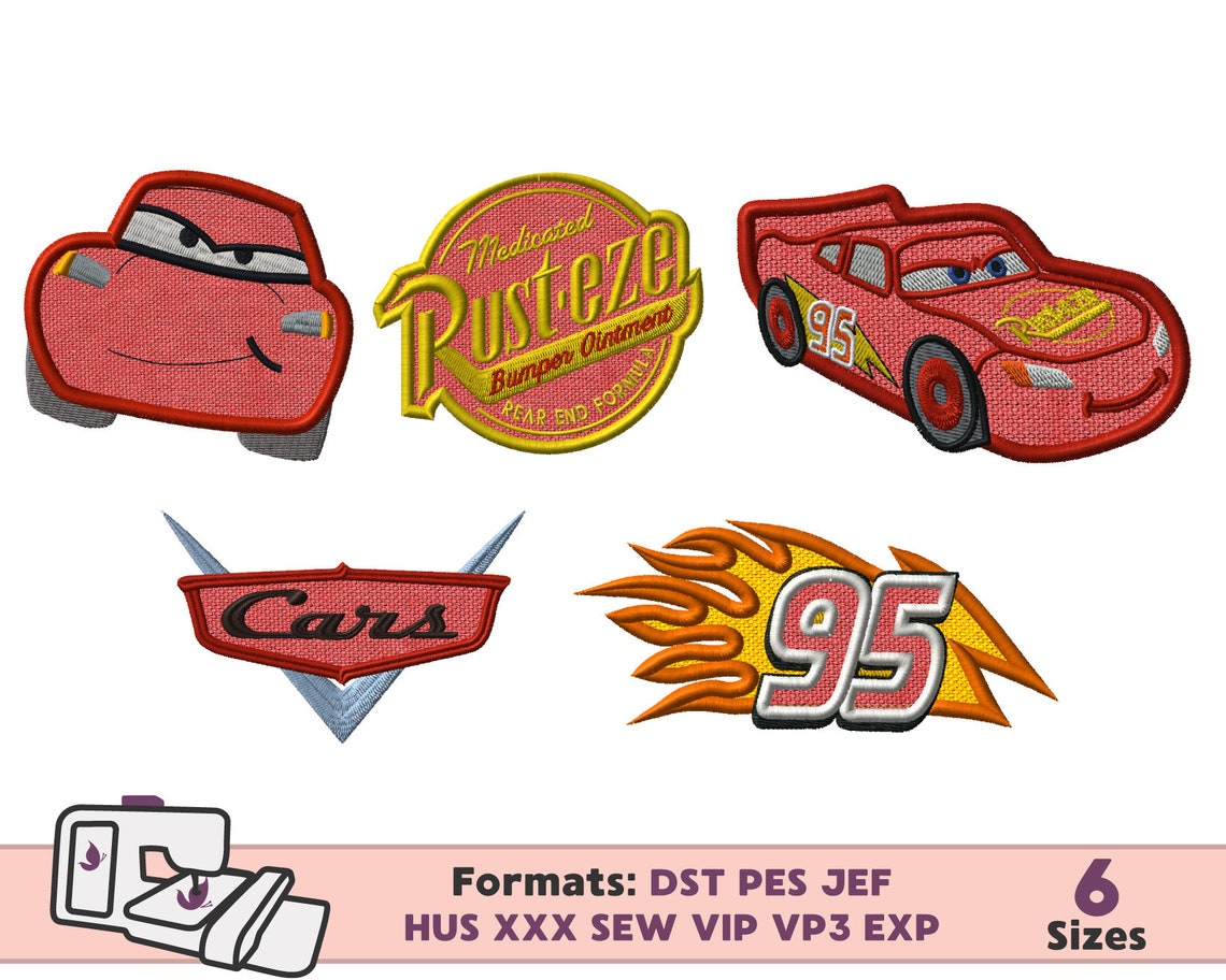LIGHTNING MCQUEEN APPLIQUE Design Embroidery Machine Design - Etsy