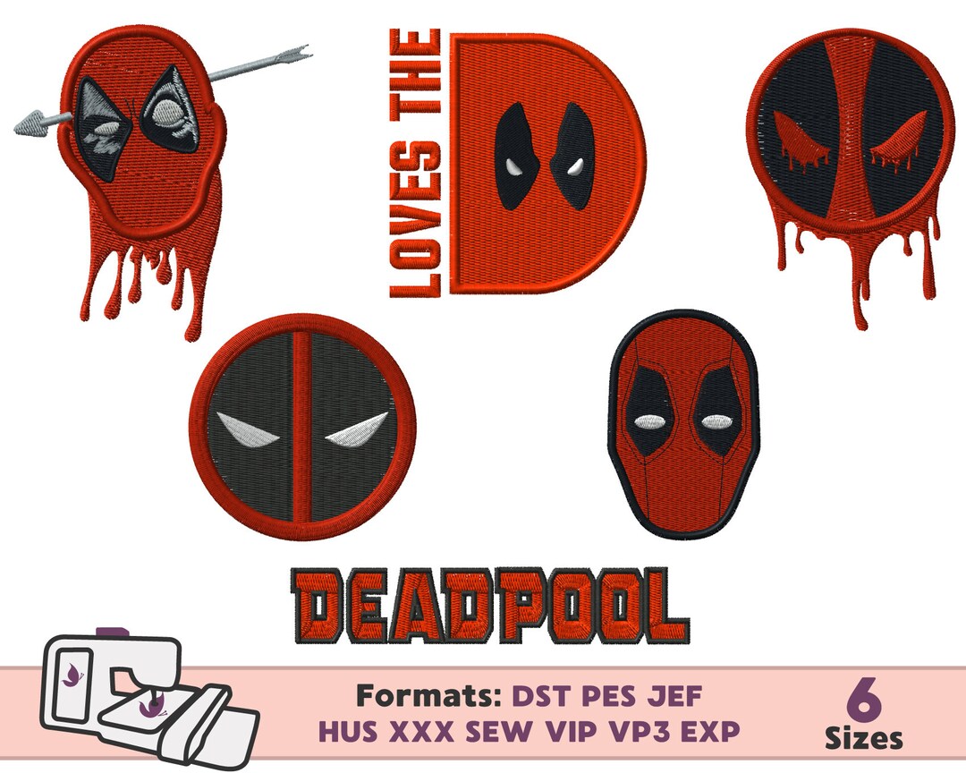 DEADPOOL EMBROIDERY DESIGN, Superhero Deadpool Machine Embroidery ...