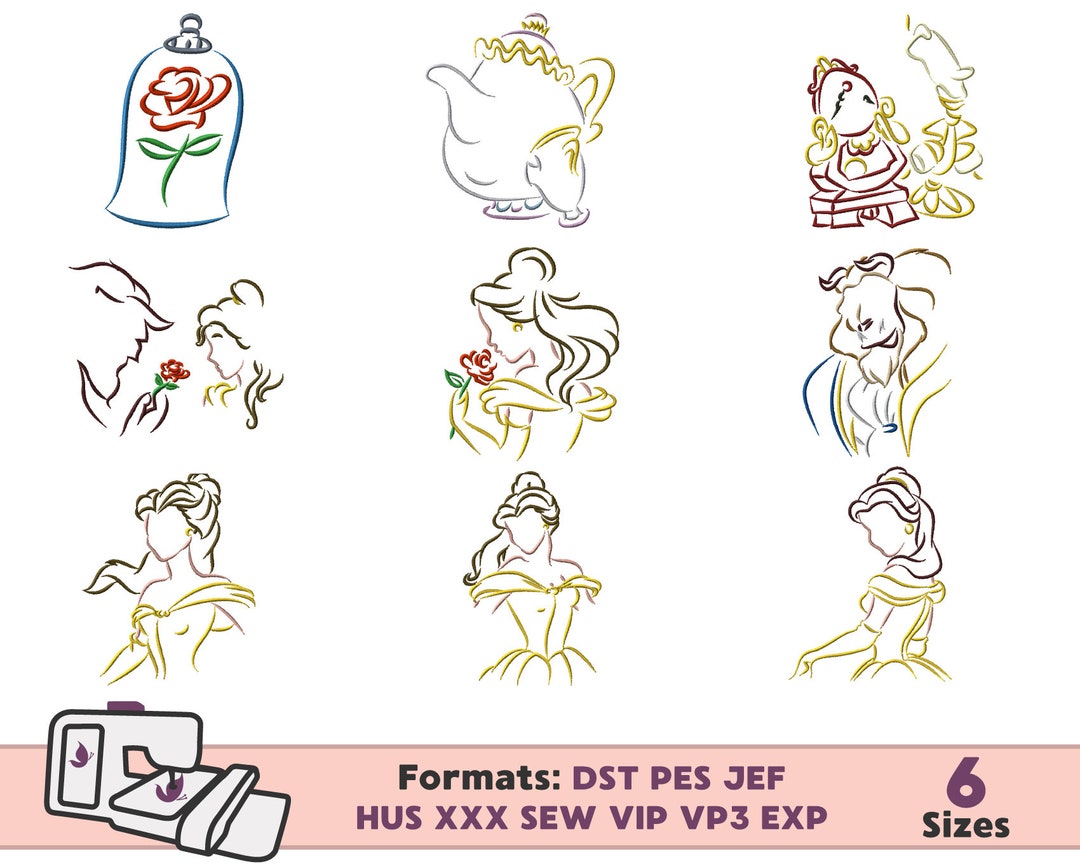 PRINCESS EMBROIDERY DESIGN, Belle Princess Machine Embroidery Design ...