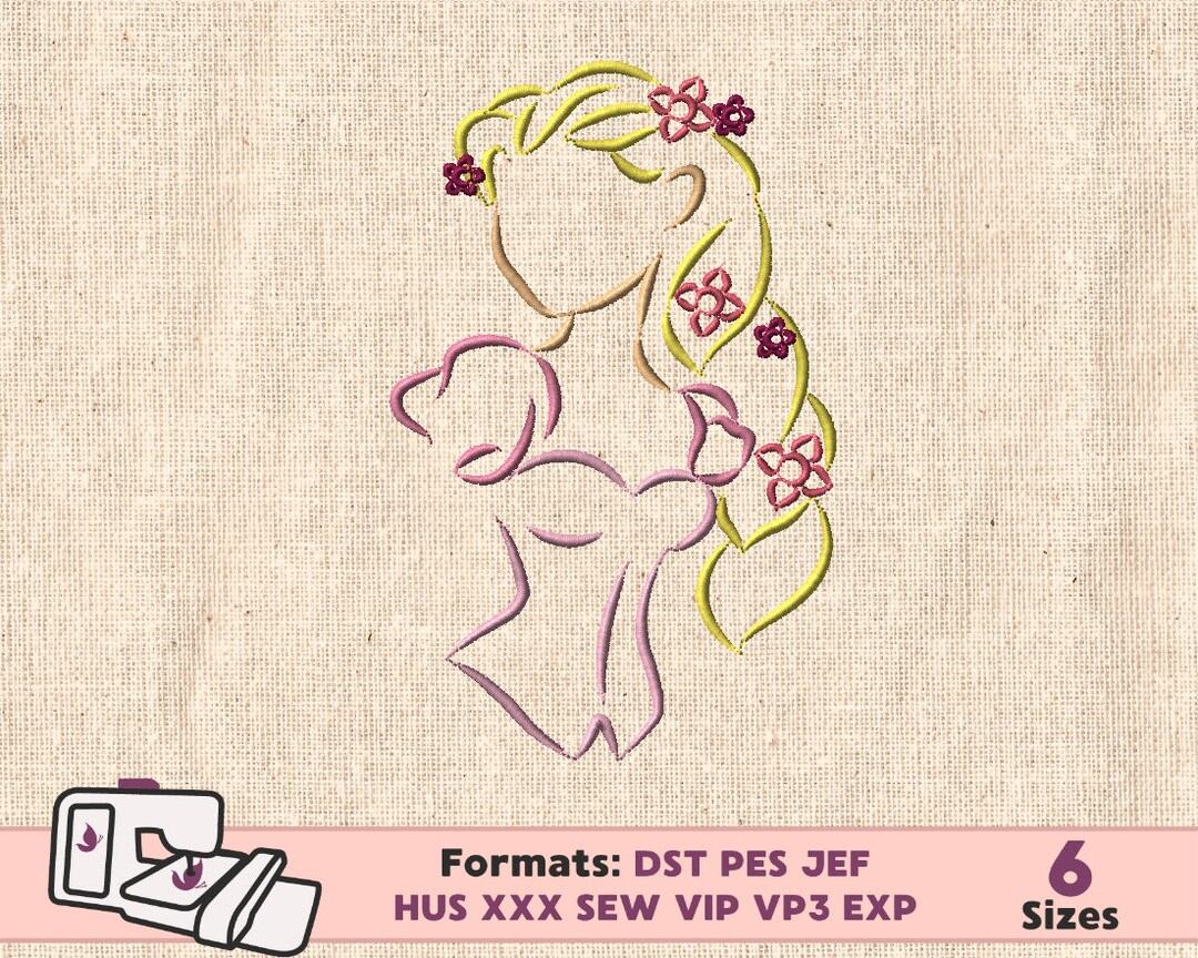 RAPUNZEL PRINCESS EMBROIDERY Design, Tangled Rapunzel Pascal Machine ...