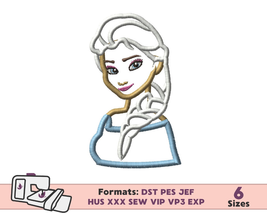 PRINCESS APPLIQUE DESIGN, Elsa Frozen Machine Embroidery Design ...