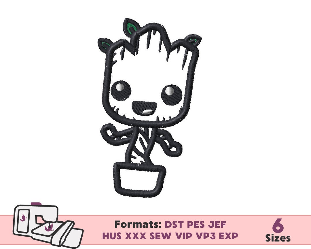 I'M GROOT APPLIQUE Design, Groot Turret Superhero Machine Embroidery ...