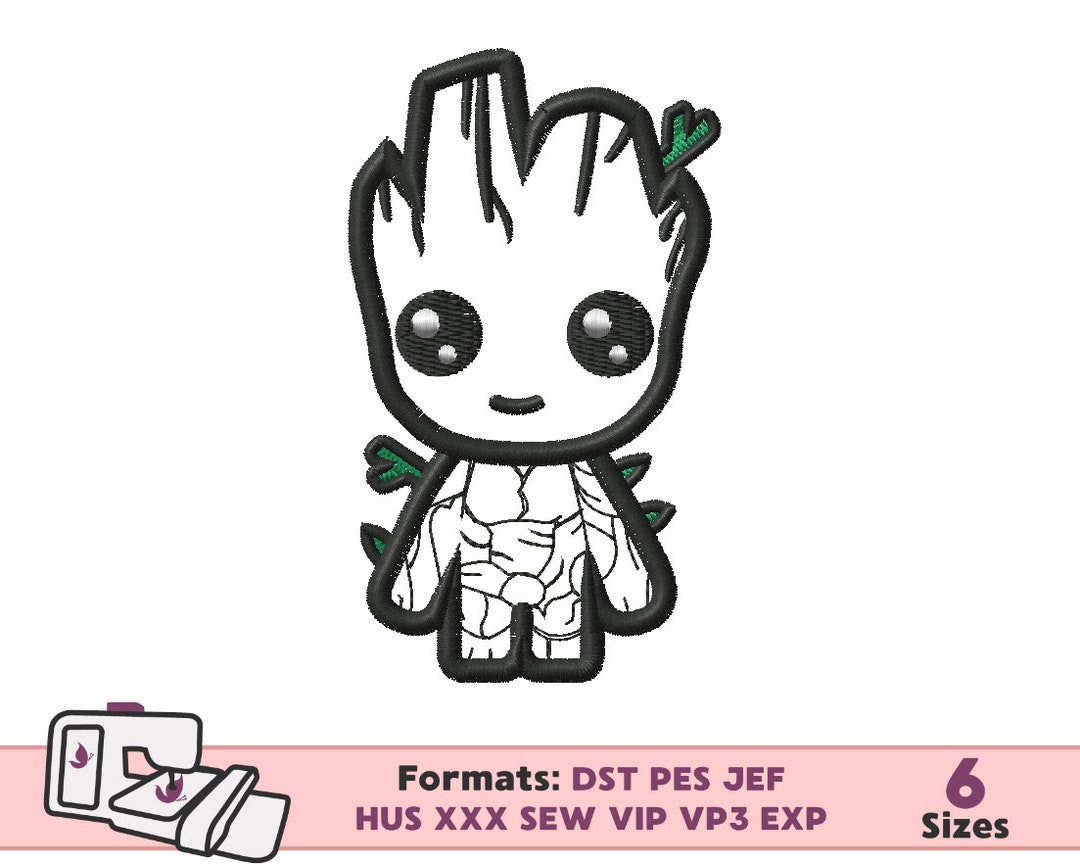 I'M GROOT APPLIQUE Design, Groot Turret Superhero Machine Embroidery ...