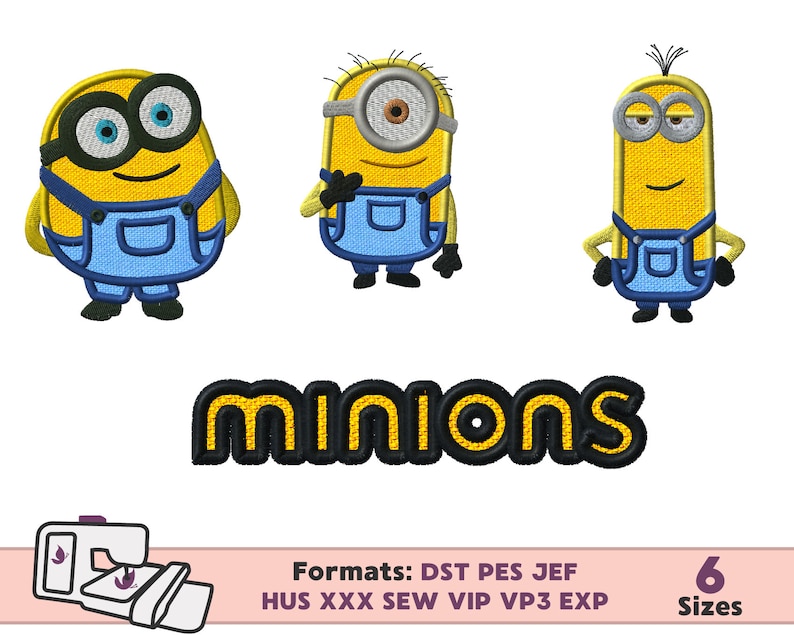 MINION APPLIQUE DESIGN Minion Embroidery Applique Design - Etsy