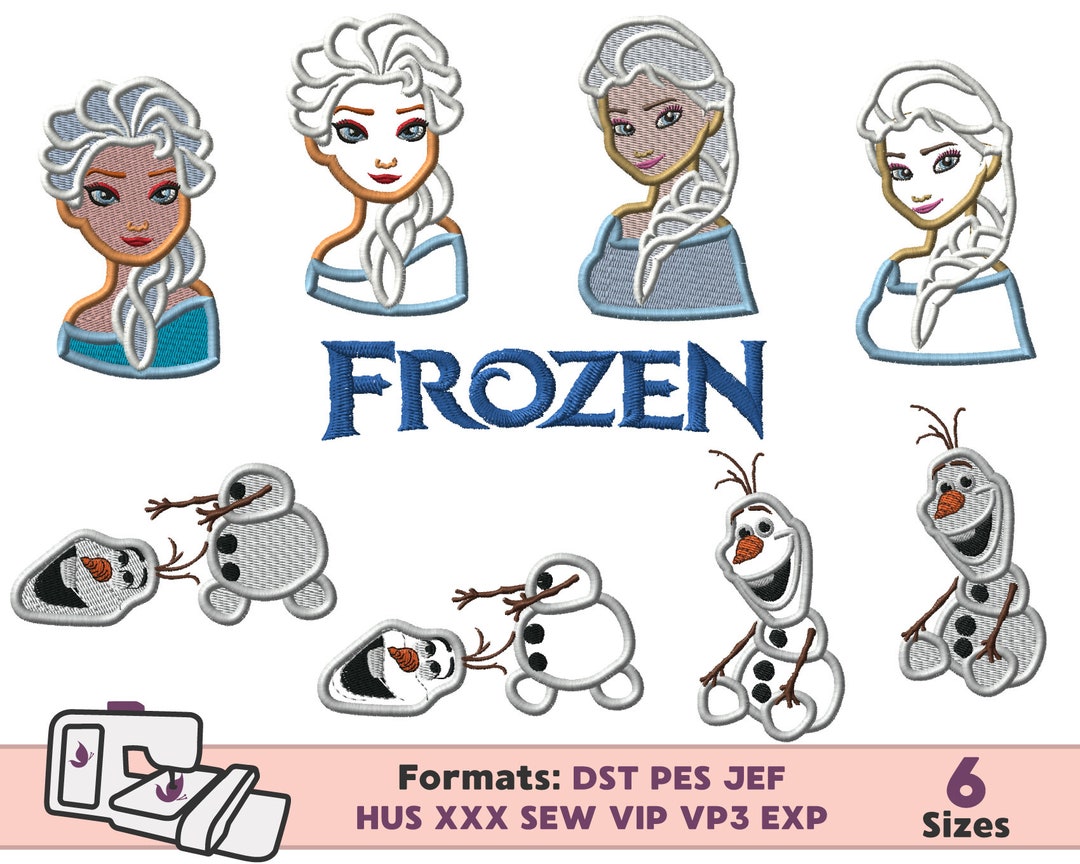 PRINCESS EMBROIDERY and APPLIQUE Design,frozen Elsa Olaf Machine ...