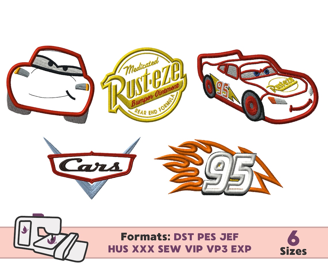 LIGHTNING MCQUEEN APPLIQUE Design Embroidery Machine Design - Etsy