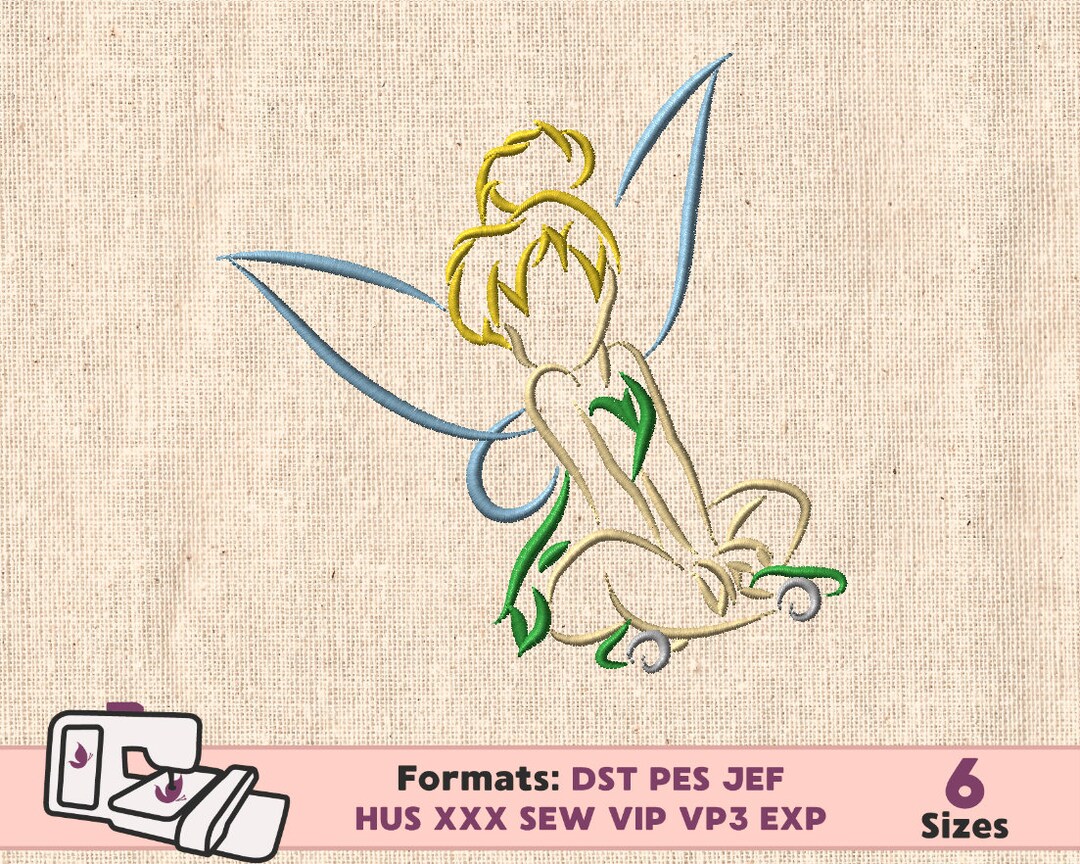 TINKERBELL EMBROIDERY DESIGN, Peter Pan Tinkerbell Machine Embroidery ...