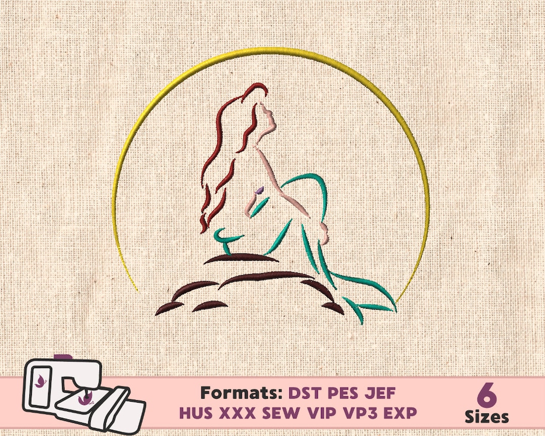 ARIEL Little Mermaid EMBROIDERY DESIGN, Ariel Mermaid Machine ...