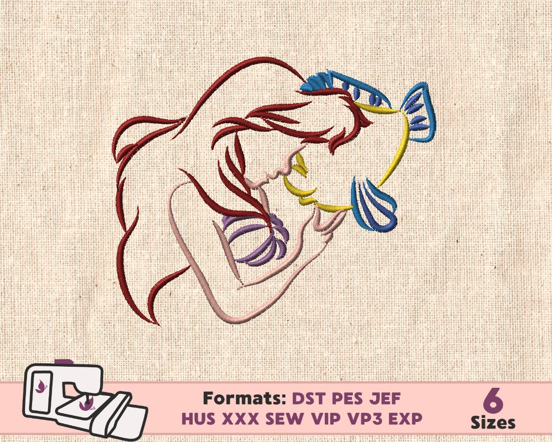 ARIEL Little Mermaid EMBROIDERY DESIGN, Ariel Mermaid Machine ...