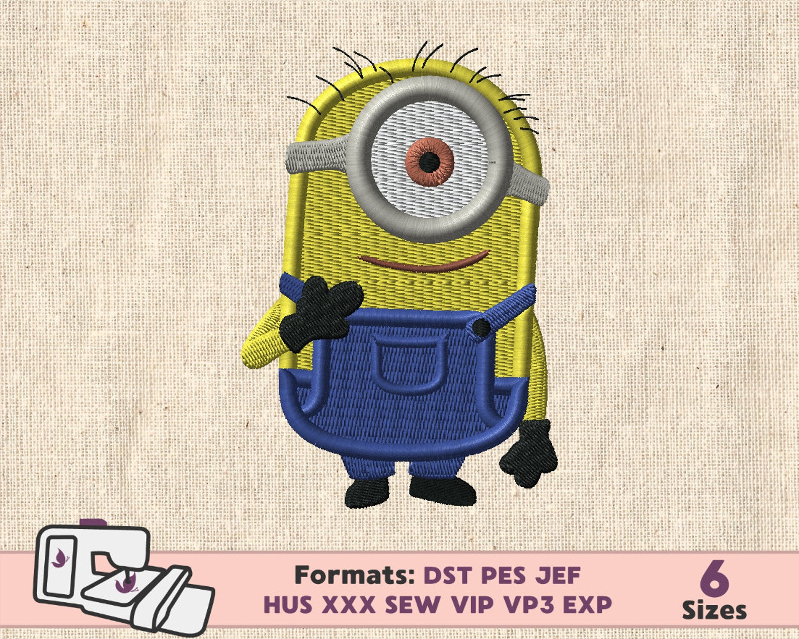 MINION EMBROIDERY DESIGN, Kevin Bob Stuart Gru Minion Embroidery ...