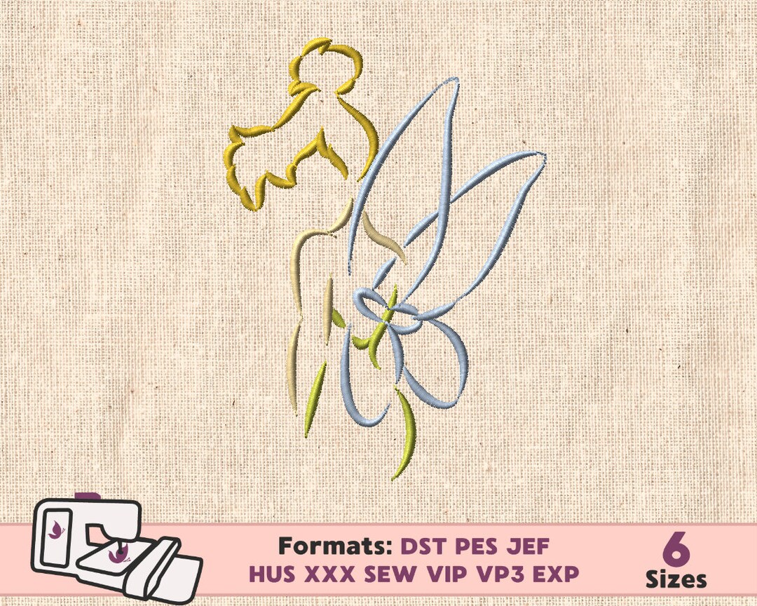 TINKERBELL EMBROIDERY DESIGN, Peter Pan Tinkerbell Machine Embroidery ...