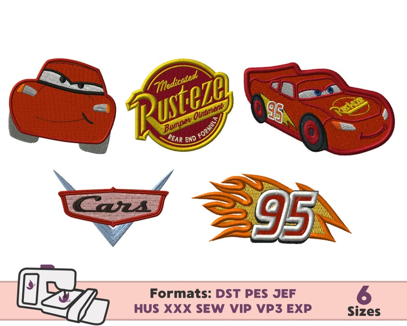 LIGHTNING MCQUEEN EMBROIDERY Design Machine Pattern, Cars Embroidery ...