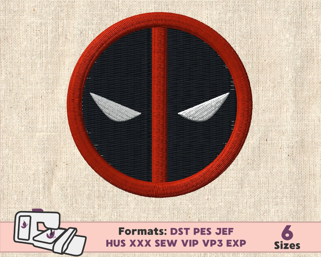 DEADPOOL EMBROIDERY DESIGN, Superhero Deadpool Machine Embroidery ...